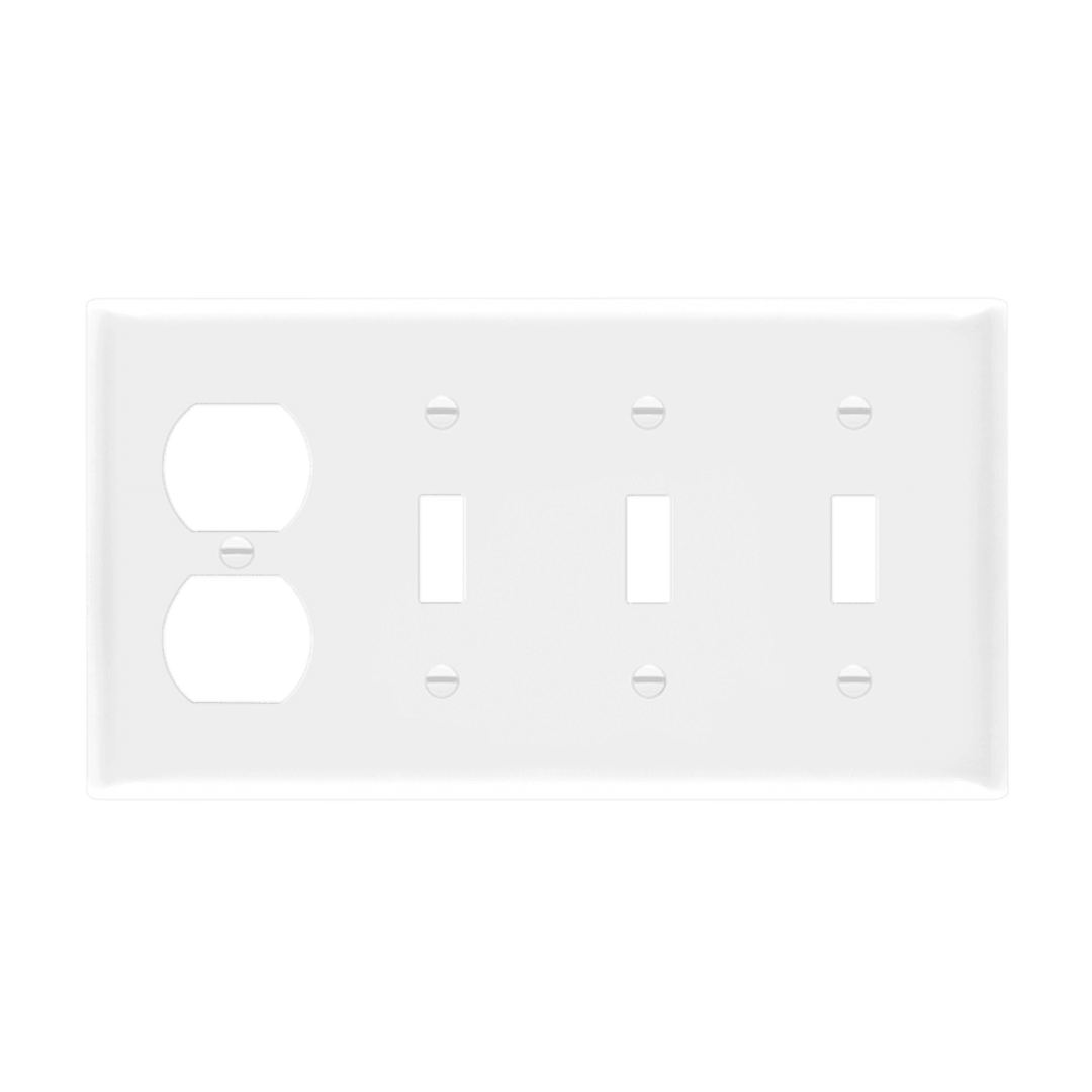 4-Gang Combo Wall Plate | 3 Toggle/Duplex | Residential Grade