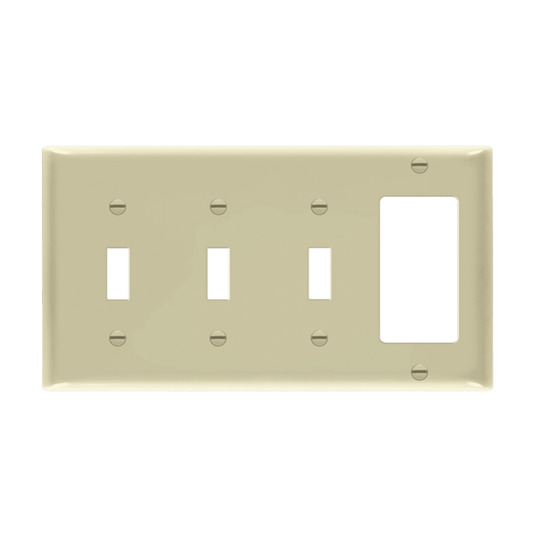 4-Gang Combo Wall Plate | 3 Toggle/Decorator | Residential Grade