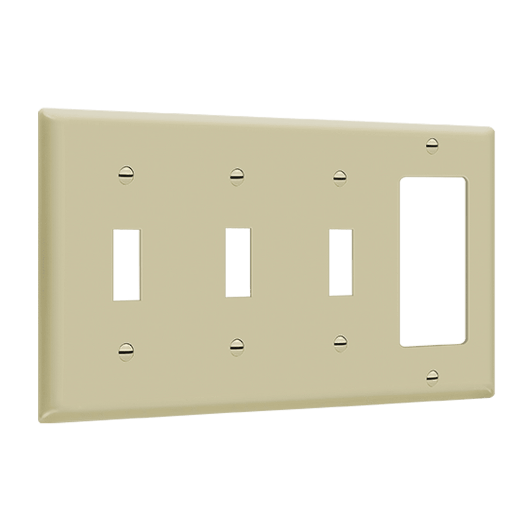 4-Gang Combo Wall Plate | 3 Toggle/Decorator | Residential Grade