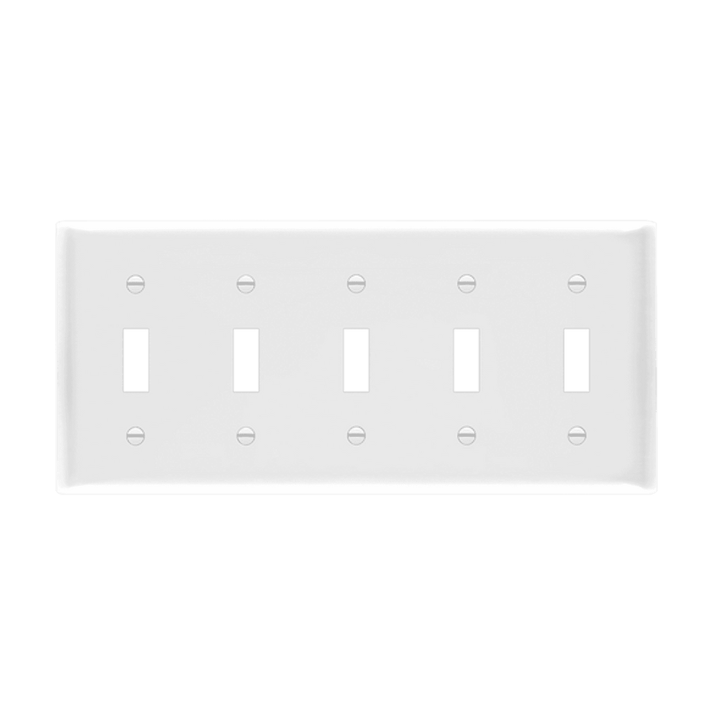 5-Gang Toggle Switch Wall Plate | Mid-Size | Residential Grade