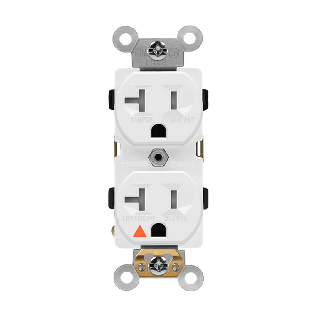 20 Amp Duplex Receptacle | Tamper Resistant | Isolated | 125V | White