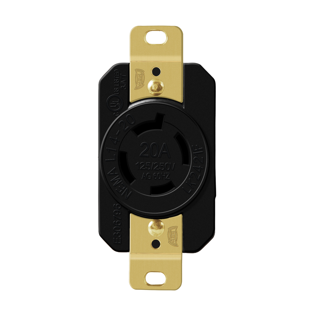Industrial Grade 20A Locking Receptacle | ENERLITES 66420 | NEMA L14-20R
