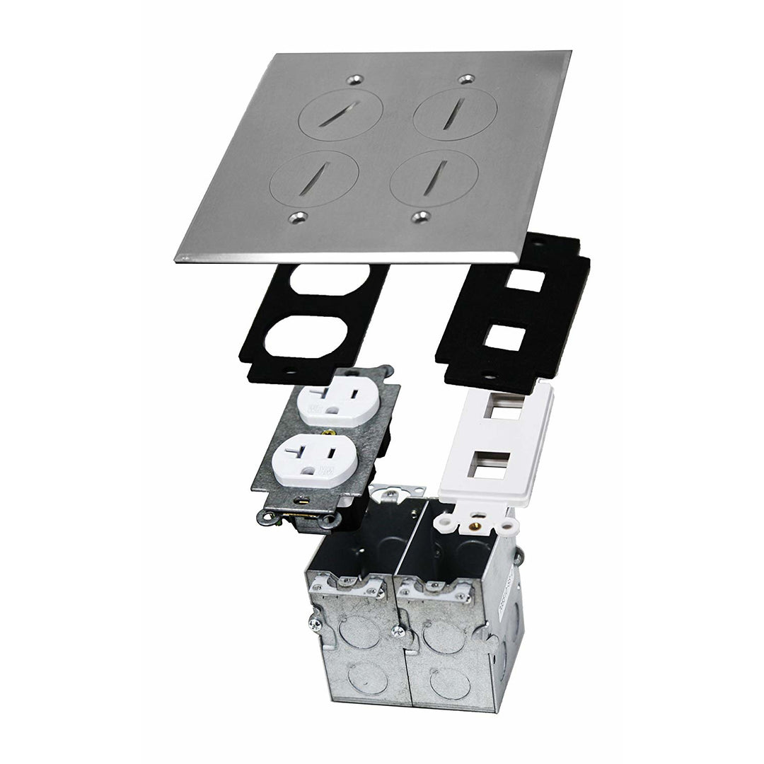 Two-Gang Floor Box with 20A TR/WR Outlet & Datacom | ENERLITES